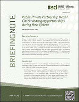 Public-Private Partnership Health Check: Managing partnerships during ...