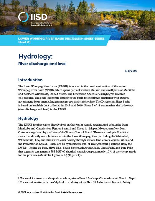 Lower Winnipeg River Basin Discussion Sheet Series Sheet #3 | Hydrology ...