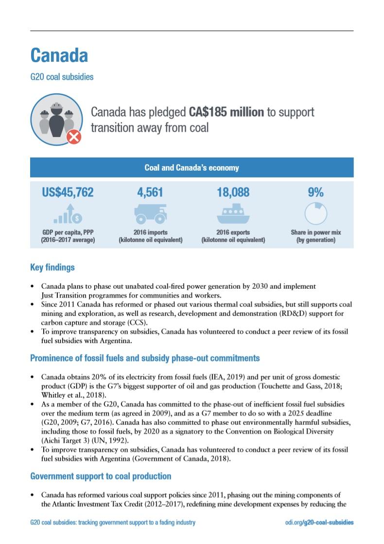 G20 Coal Subsidies: Canada | International Institute for Sustainable ...