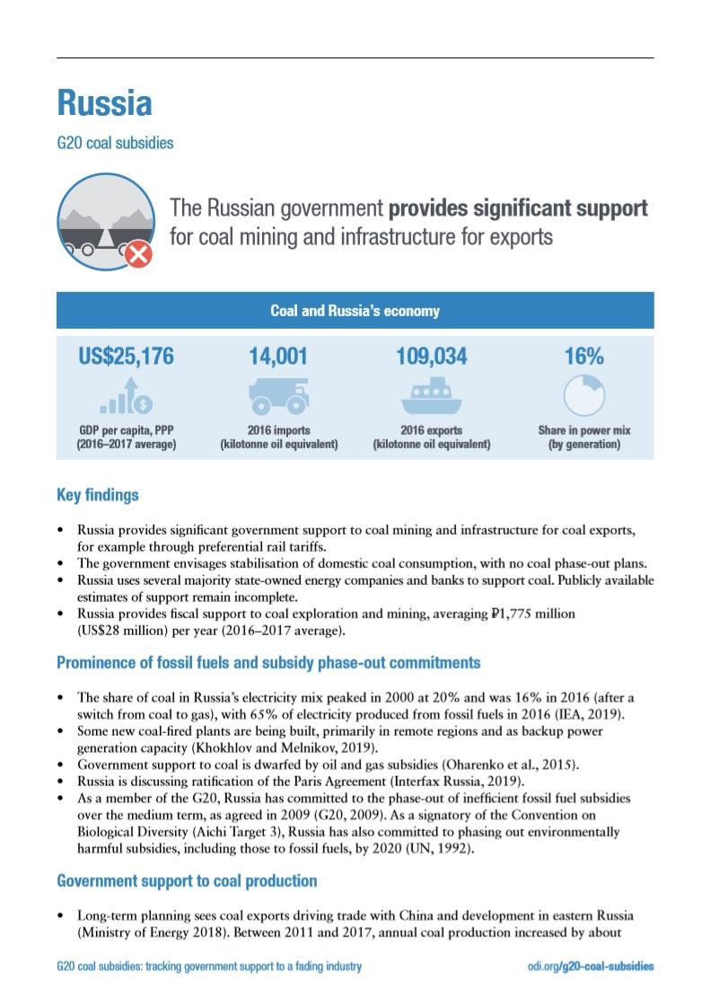G20 Coal Subsidies: Russia | International Institute for Sustainable ...